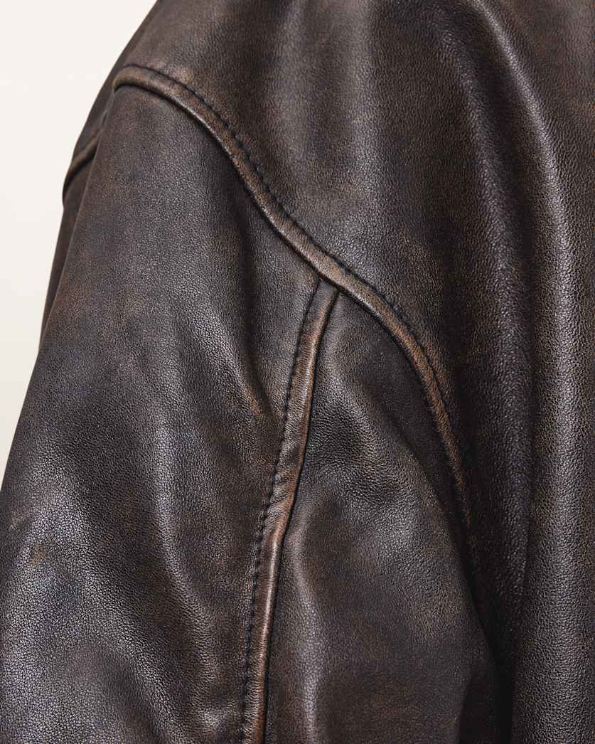 Marco Oversized Leather Bomber Jacket Vintage Black | ALLSAINTS